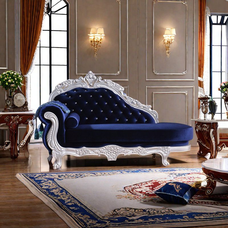 Romero European Fabric Solid Wood Indoor Chaise Lounges Upholstered ...