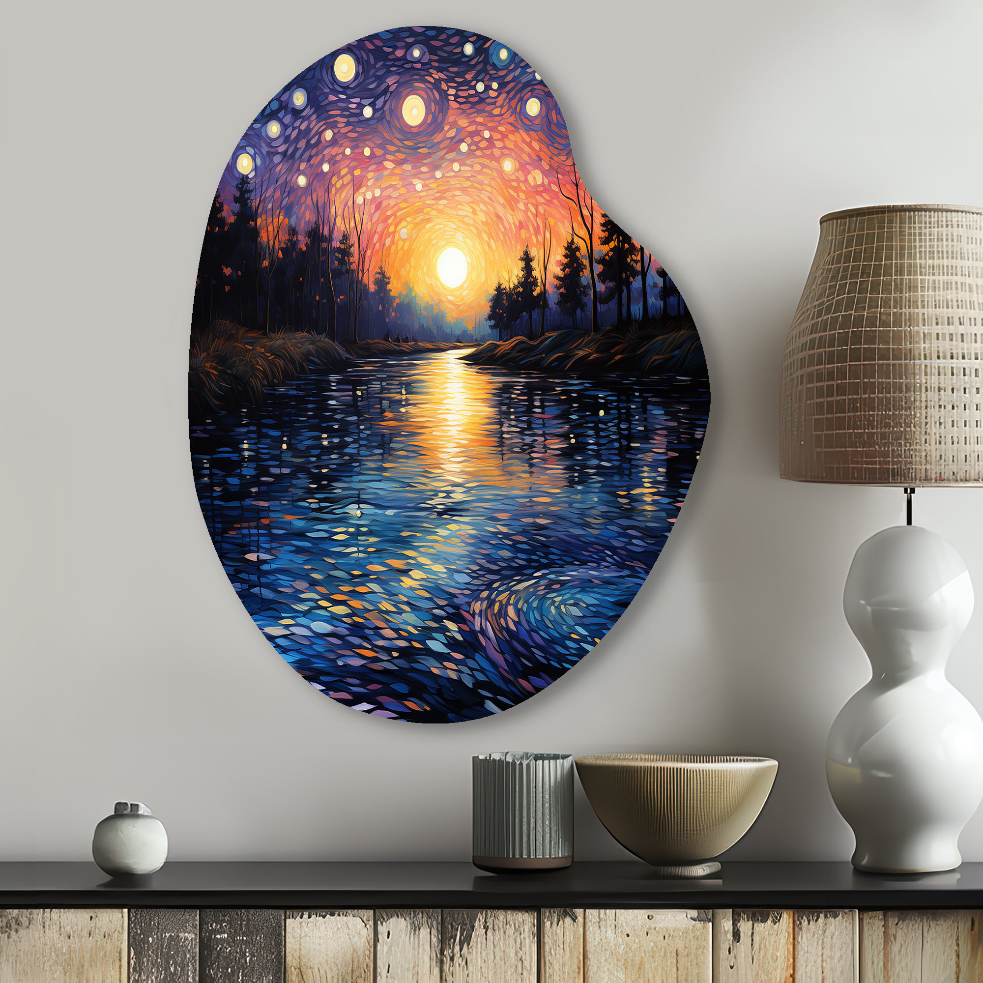 Design Art Vangogh Twilight Reflections Pointillism - Vangogh Pear ...