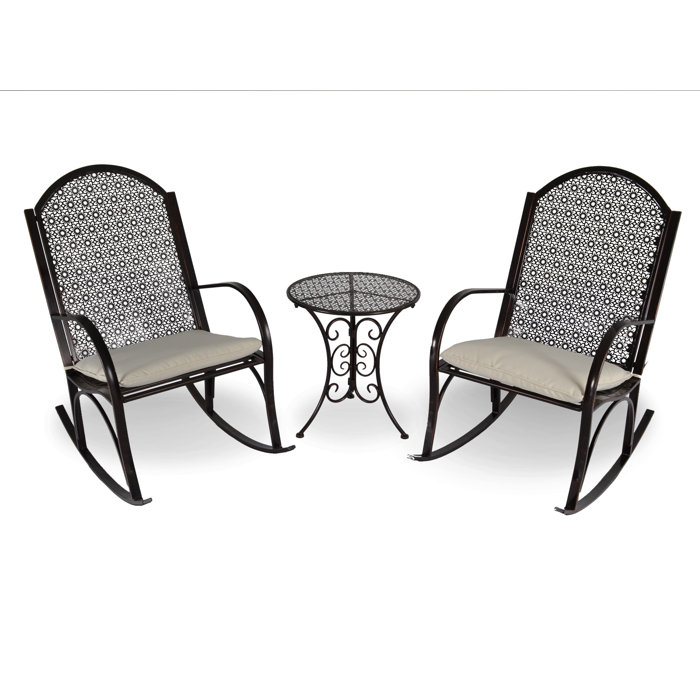 Tortuga Outdoor Metal Garden Rocker - 3Pc Set (2 rockers, 1 side table ...