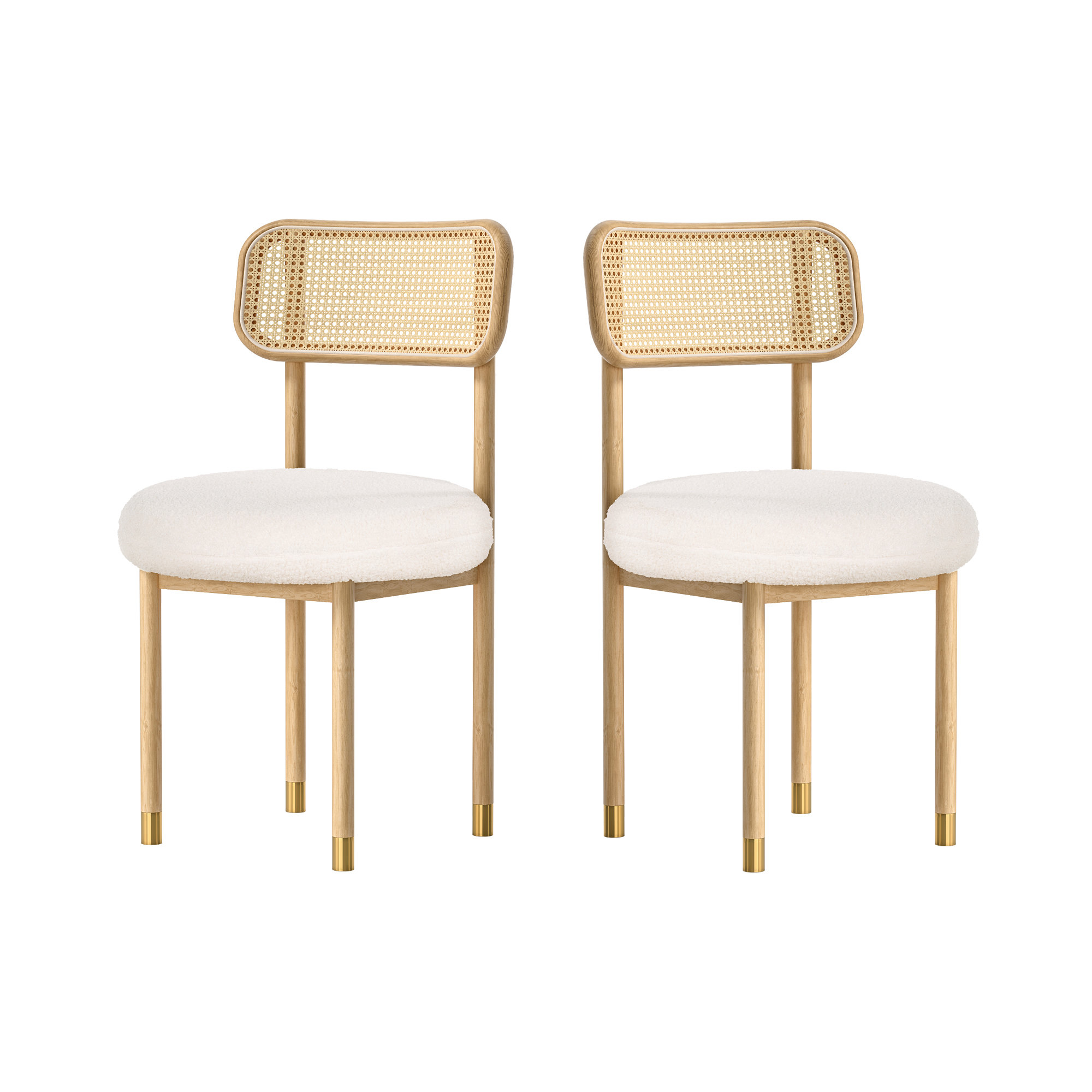 Bayou Breeze Set Of 2 Mid Century Dining Chairs ,Rattan Farmhouse ...