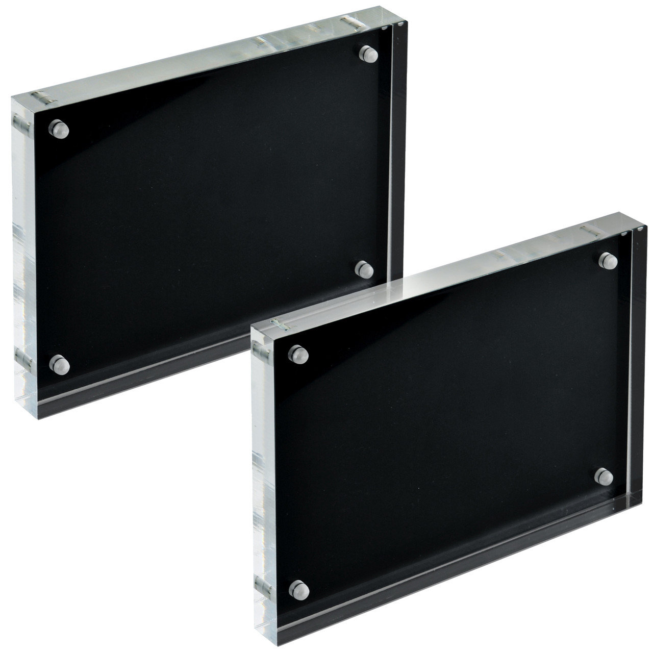 Azar Displays Black Acrylic Block with Metal Back Plate 5" X 7", 2-Pack ...