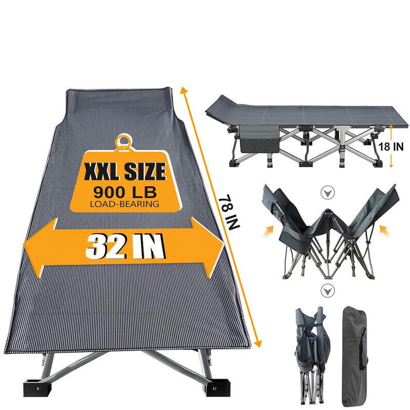 IDIABA Oversized Folding Camping Cot W/Mat for Adults, 78" L x 32" W x 18" H, Heavy Duty Outdoor ...