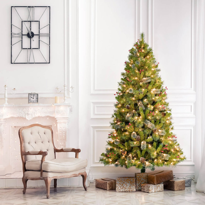 The Holiday Aisle® 7ft Pre-lit Mountain Pine Tree | Wayfair