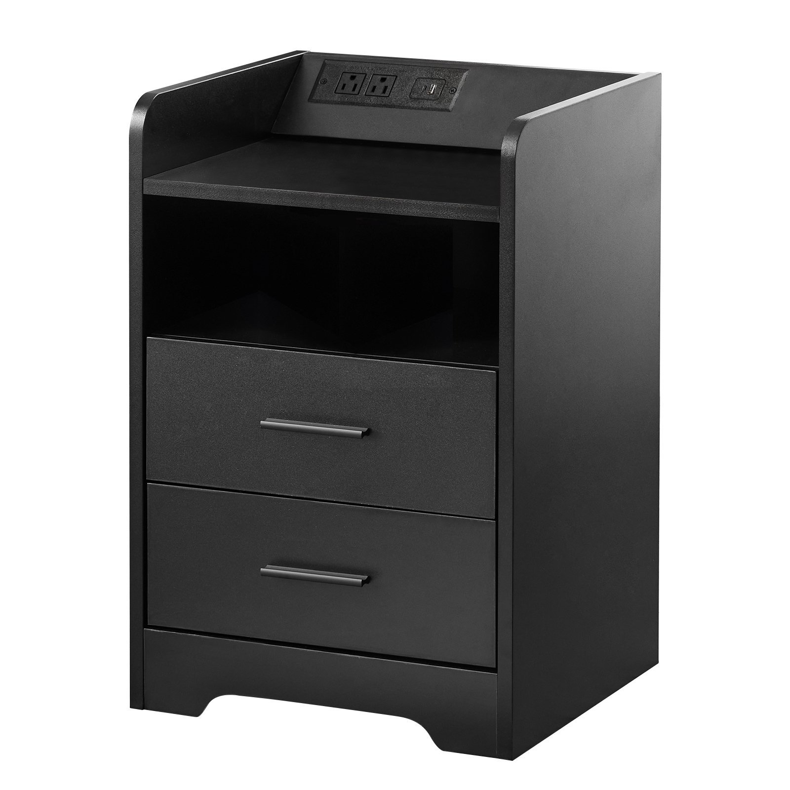 Ivy Bronx Basic Nightstand With Charging Station And LED Lighting, 2 ...