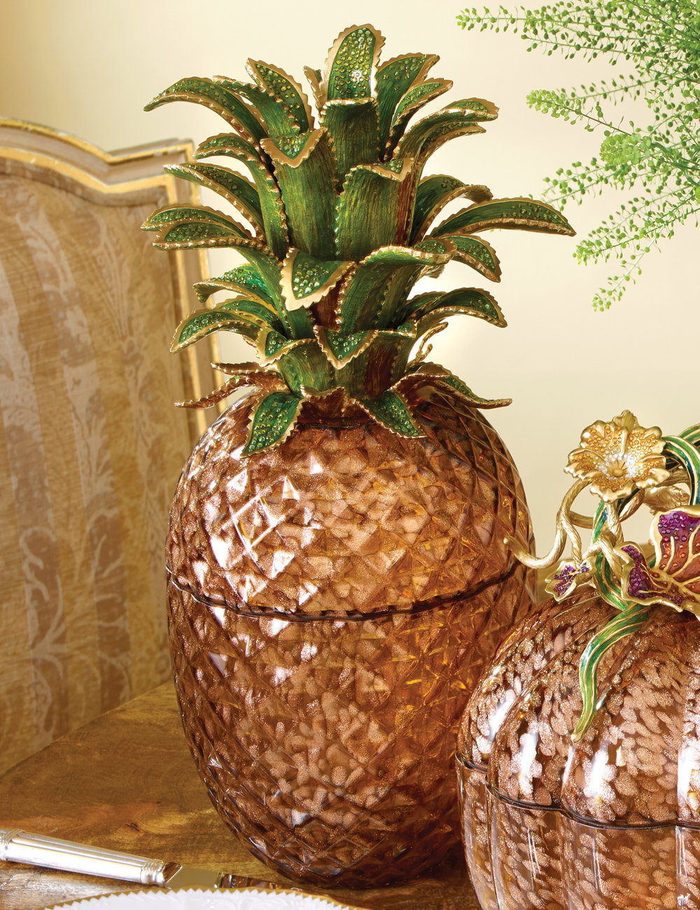 Jay Strongwater Winston Pineapple Jeweled Glass Jar | Wayfair