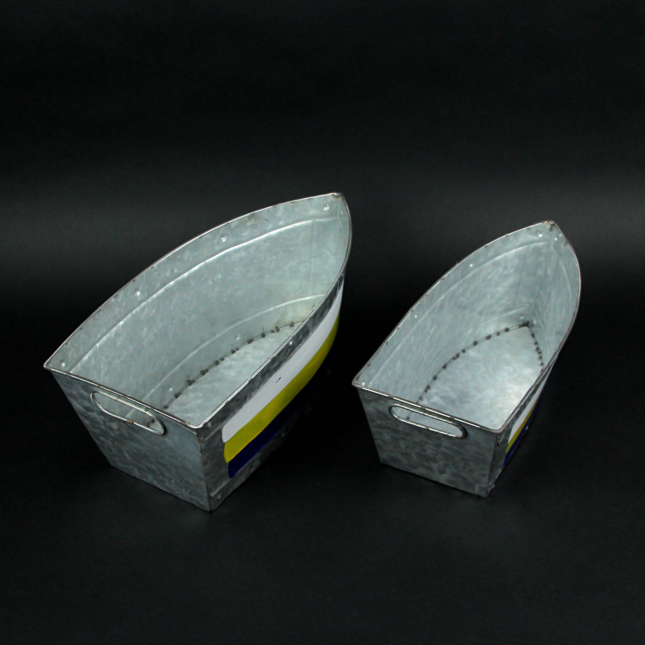 Gracie Oaks Eadyn Flower Boat 2-Piece Metal Pot Planter Set | Wayfair