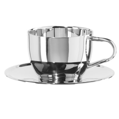 Oggi Brew Stainless Steel Cup & Saucer (175 Ml, 6 Oz) | Wayfair