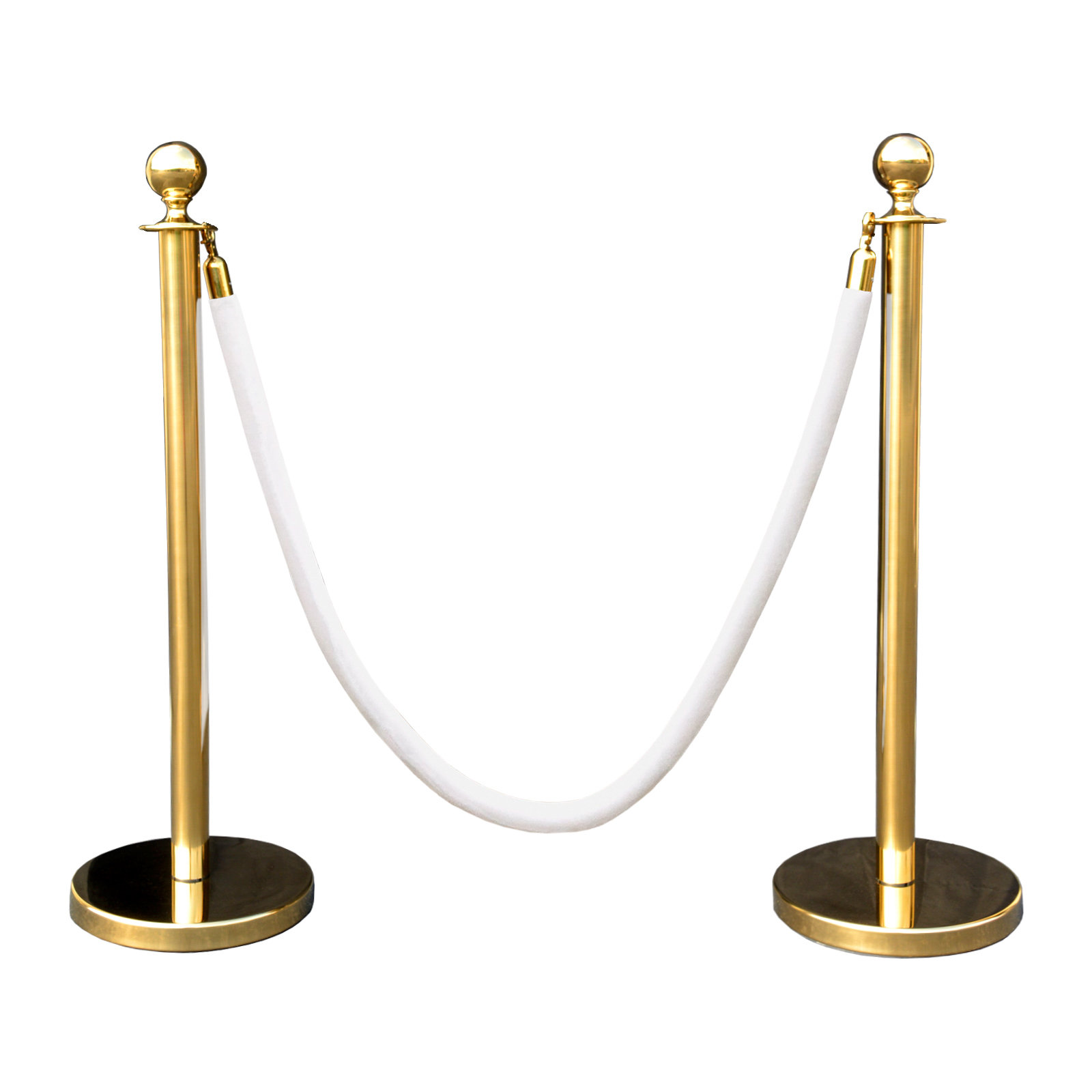 VIP Crowd Control Rope Stanchion (2 Gold Crown Top/Flat Base + 6' White ...