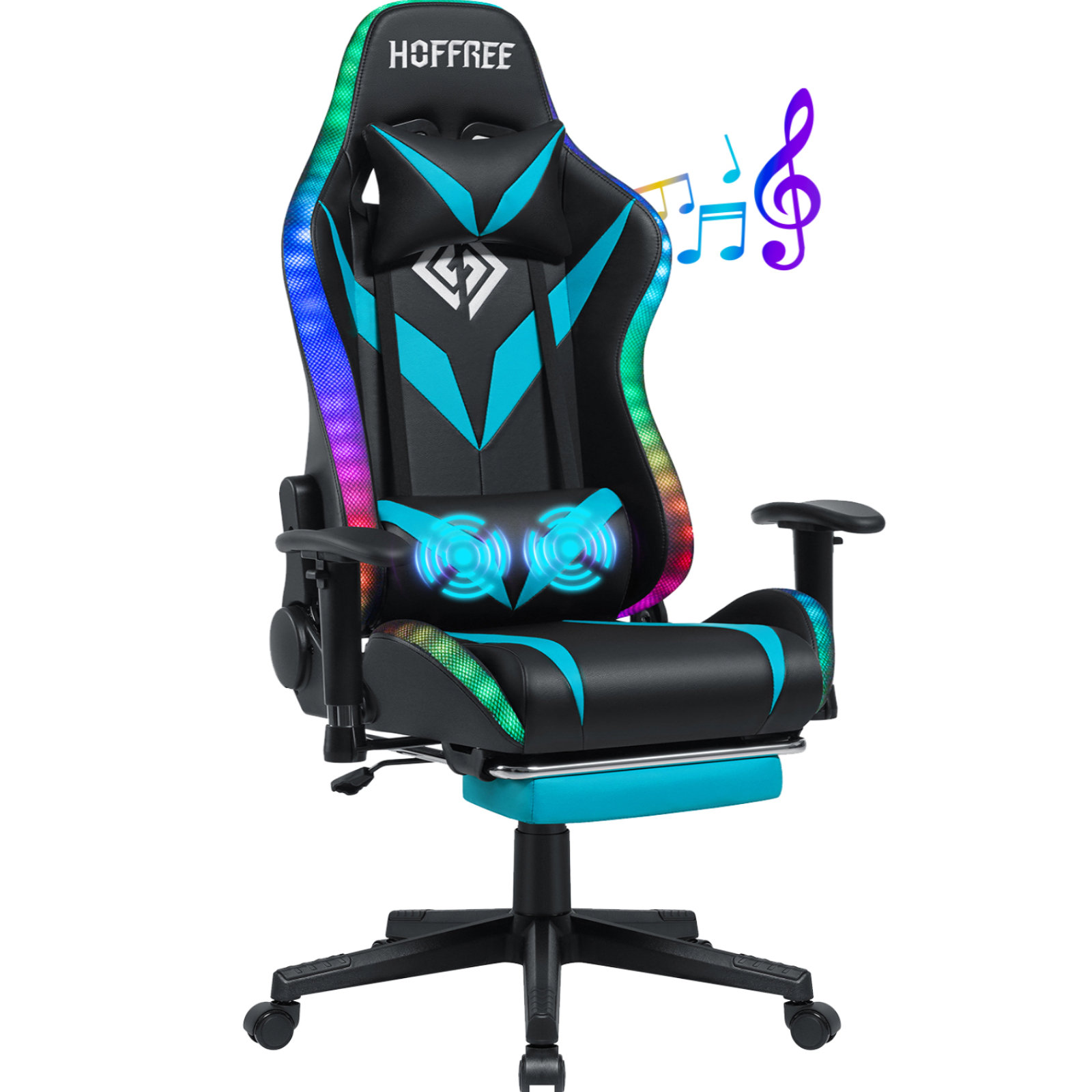 Hoffree Rocking Gaming Chair with Speakers Ergonomic Gamer Chair with ...