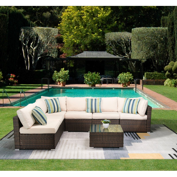 Wade Logan® Borreli 6 - Person Outdoor Seating Group with Cushions ...