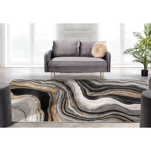 Wade Logan®Warren Retro Abstract Waves Glam Rug & Reviews | Wayfair