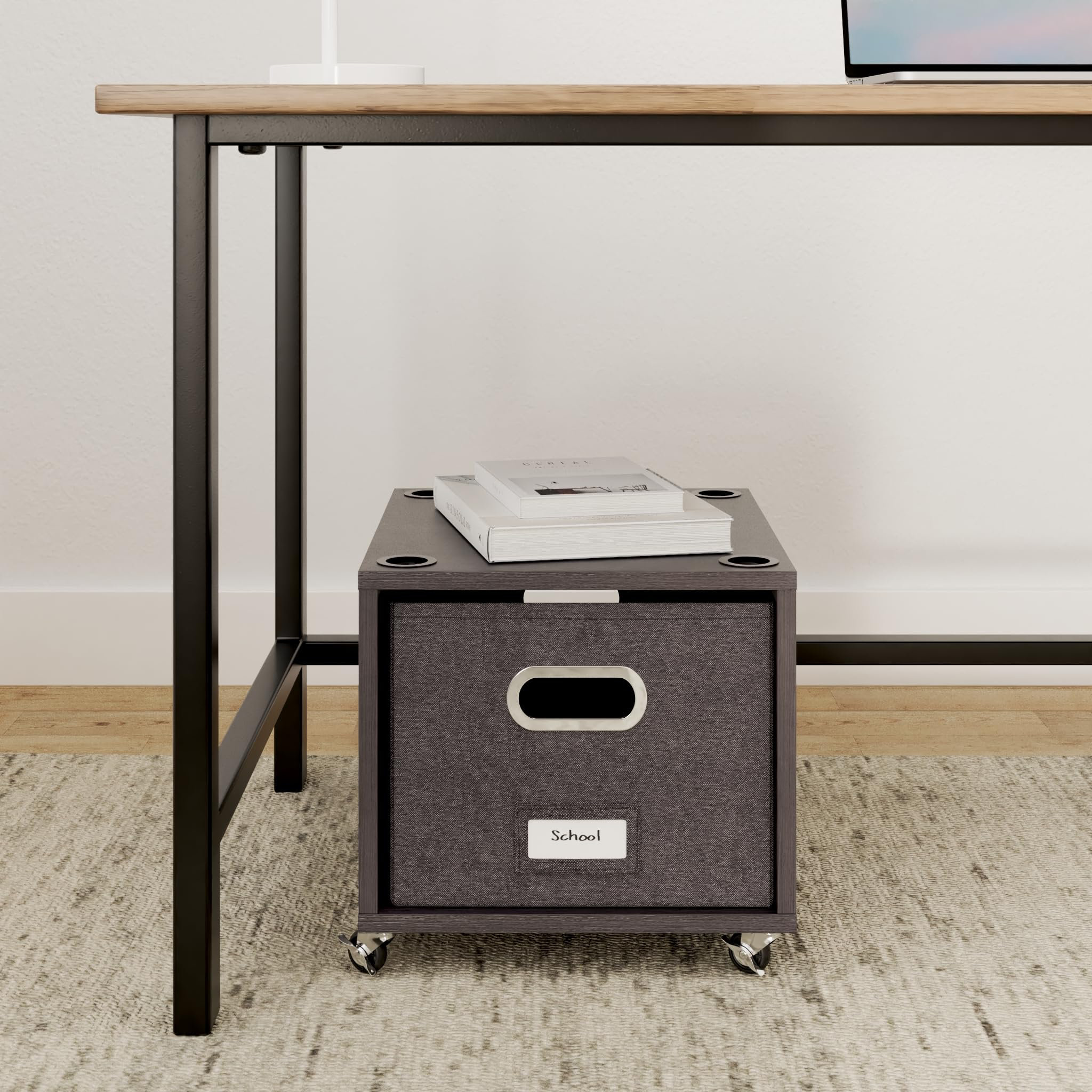 BOJUNTAN Rolling File Cabinet – Decorative Storage Shelf W/Removable ...