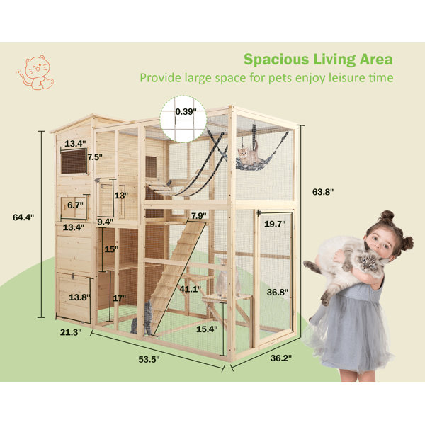 Tucker Murphy Pet™ Large Catio Outdoor Cat Enclosure, Wooden Cat Cage ...