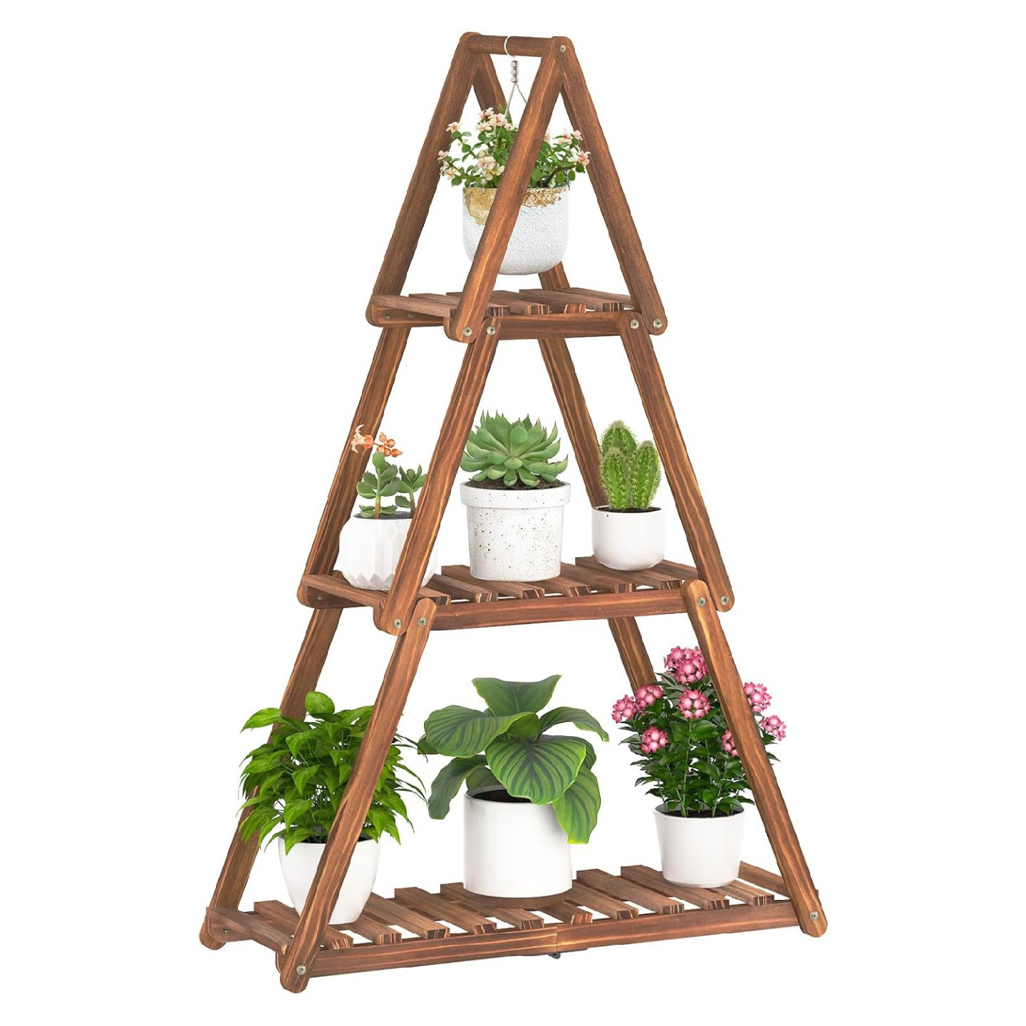 Millwood Pines Wooden Plant Stand Indoor Outdoor | Wayfair