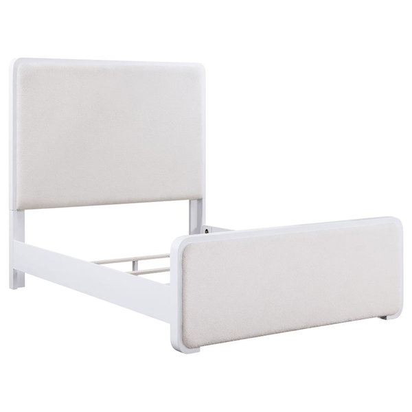 Benjara Asiy Bed, Padded Upholstered Panel Tall Headboard, White | Wayfair