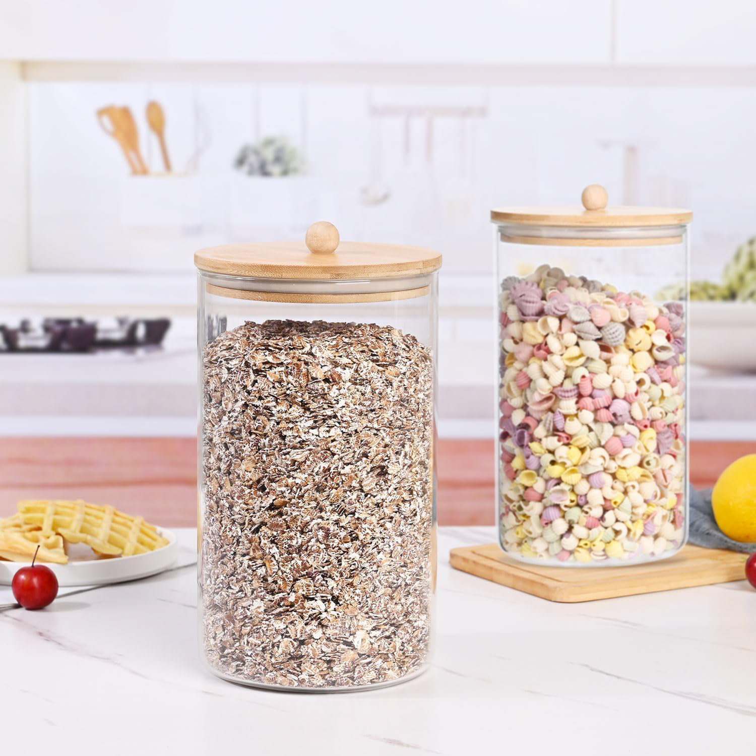 Gracie Oaks Glass Cookie Jar With Lid- Candy Jar- Large Cookie Jar- Set ...