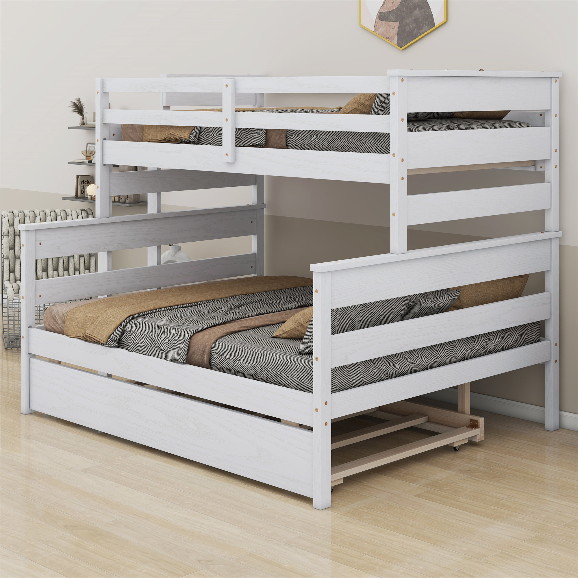 Harriet Bee Leda Kids Twin Over Full Bunk Bed | Wayfair