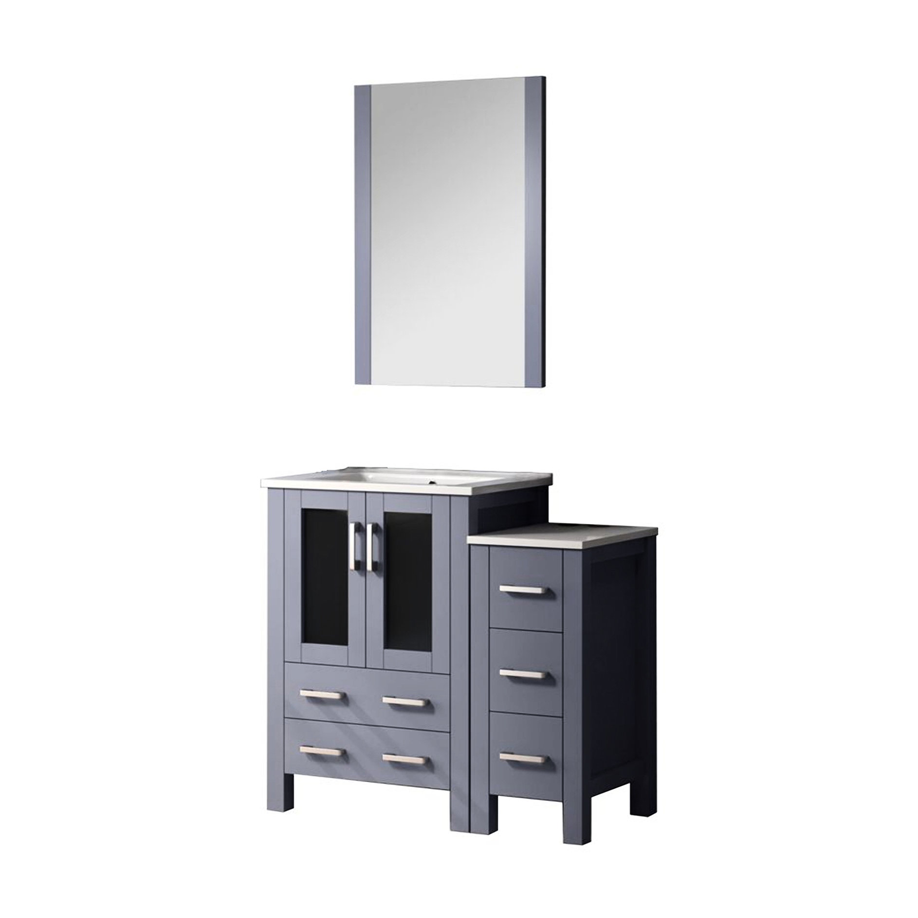 Hokku Designs 36 In. W Dark Grey Vanity With Side Cabinet, White ...