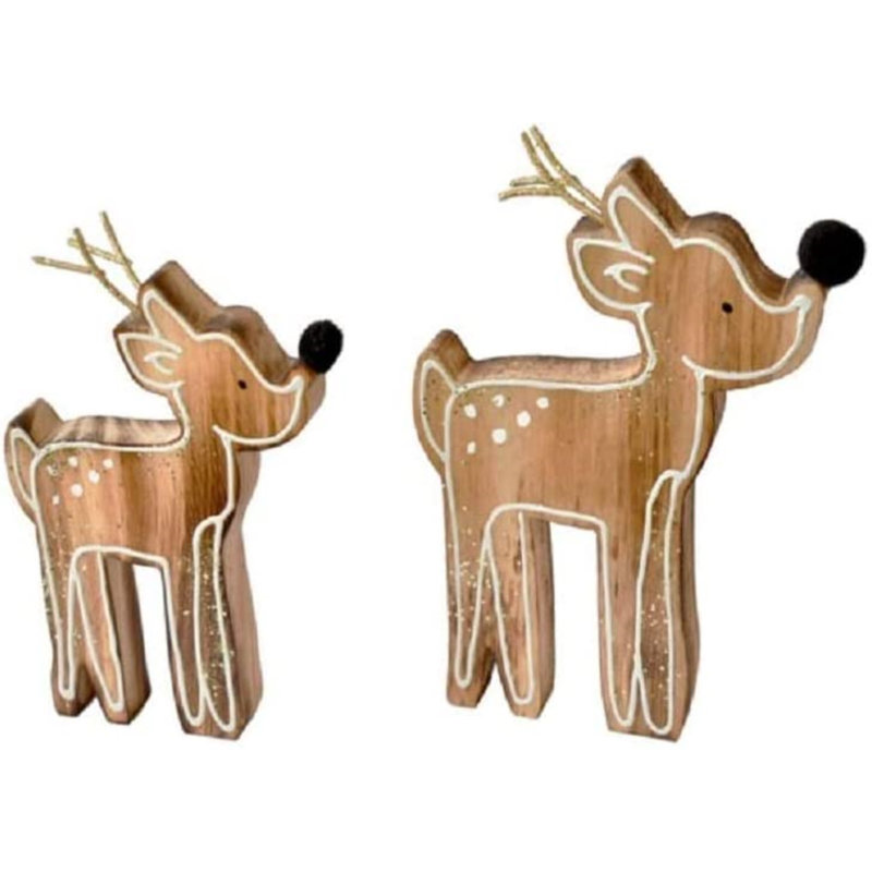 The Holiday Aisle® Wooden Tabletop Reindeer Figurines, 2 Piece Set ...
