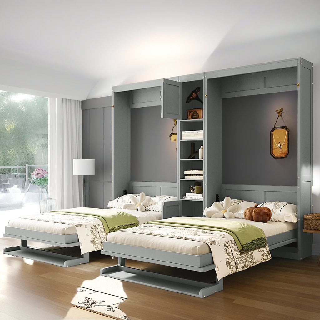 Latitude Run® ??Space-Saving Dual Twin Murphy Bed Unit - Convertible ...