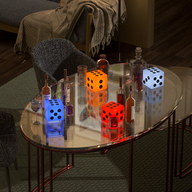 Wrought Studio™ 6" LED Dice Cube Light, 16 Colors Cube Lamp with Remote ...