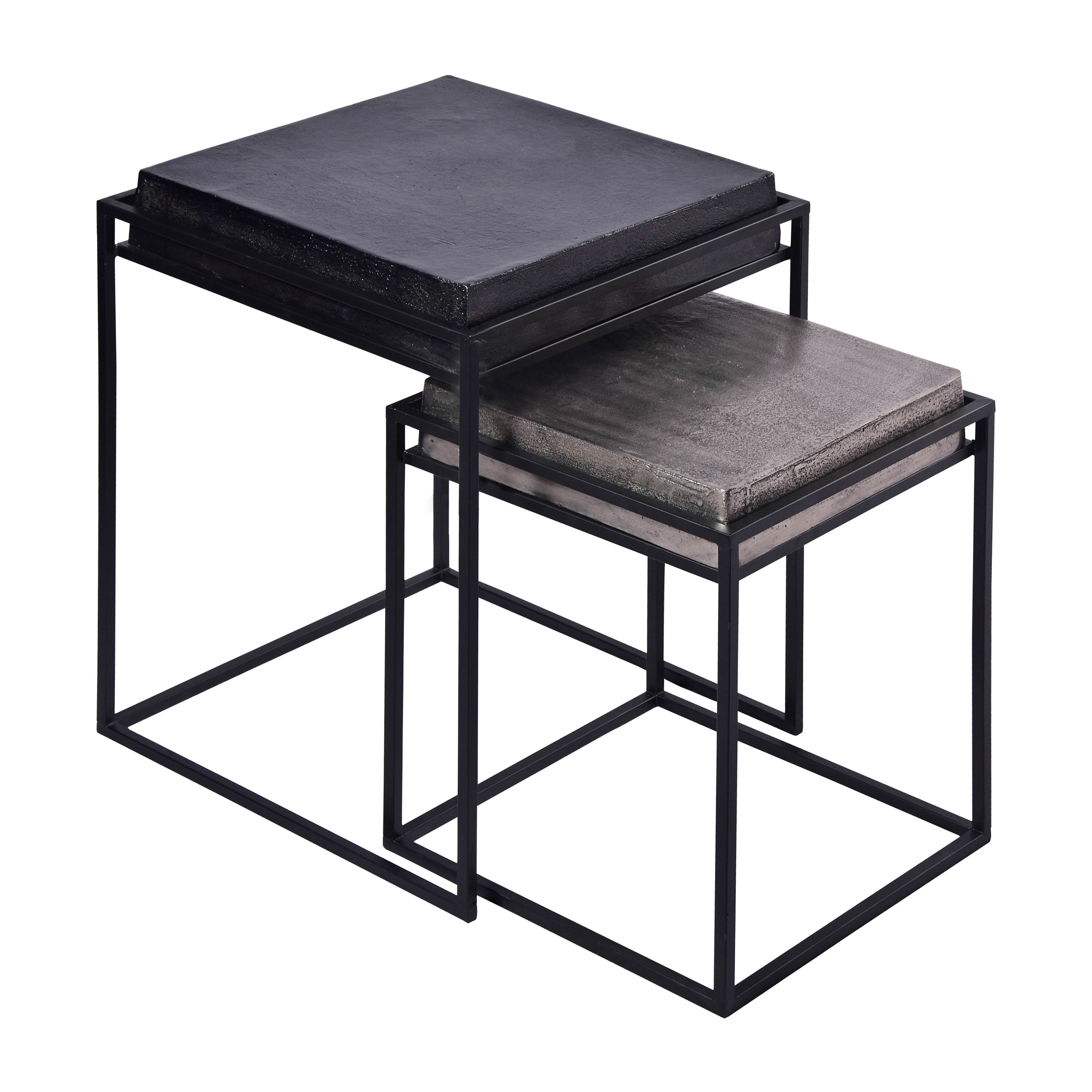 17 Stories Set of Two Metal Nested Side Accent Tables | Wayfair