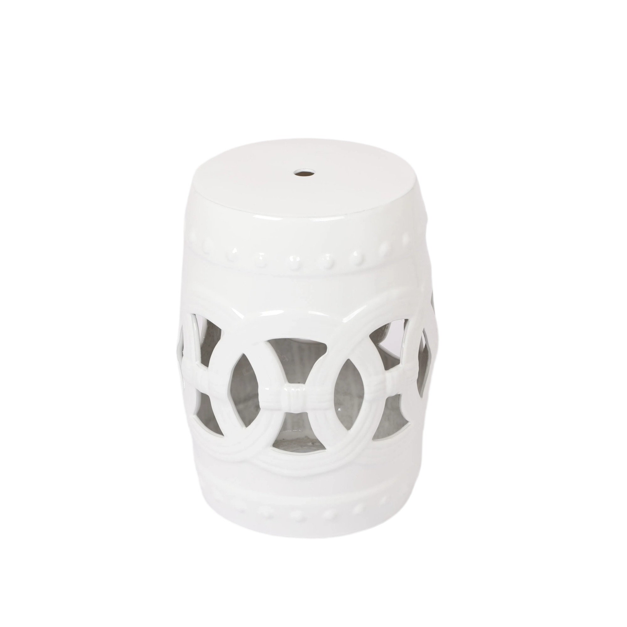 Dakota Fields Elegant Ceramic Drum Stool Timeless White Finish For ...