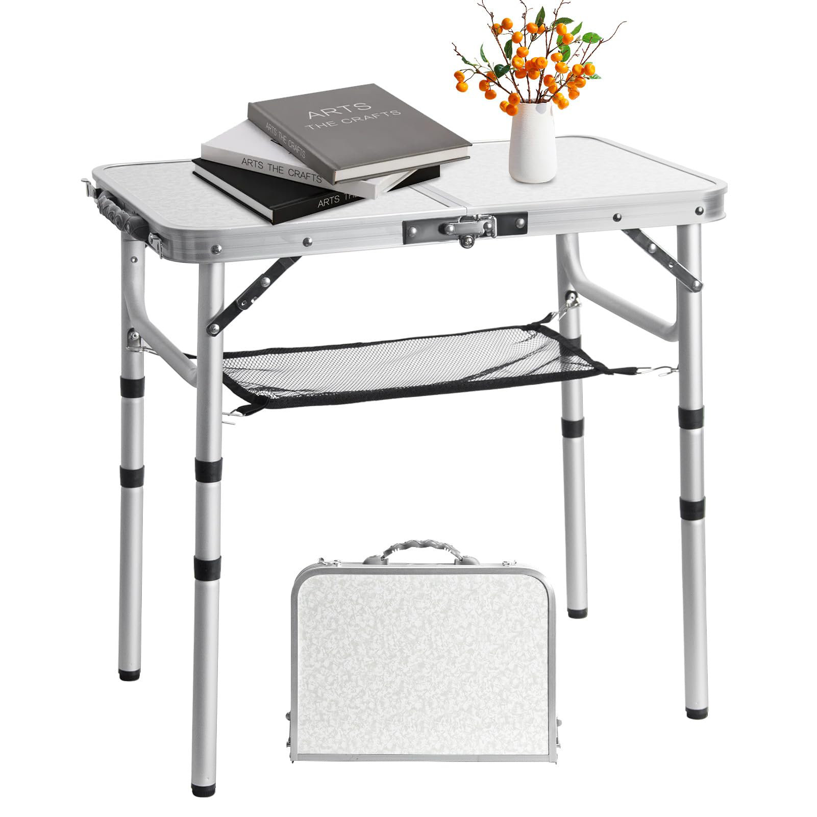 Arlmont & Co. Camping Table Small 2FT Folding Side Table 3 Adjustable ...