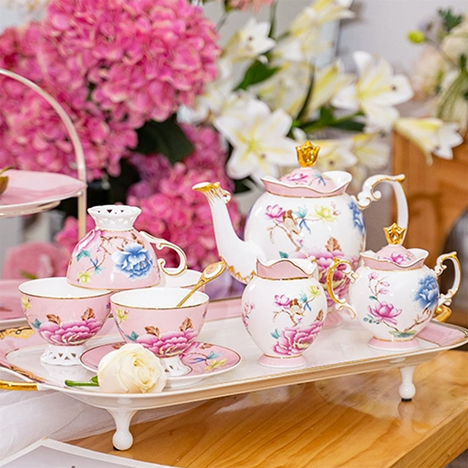 DNGJU 30.7oz. Floral Teapot Set | Wayfair