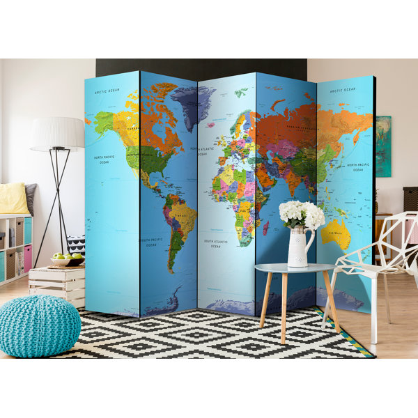 East Urban Home 225cm W x 172cm H 5 - PanelOne Sided Room Divider ...