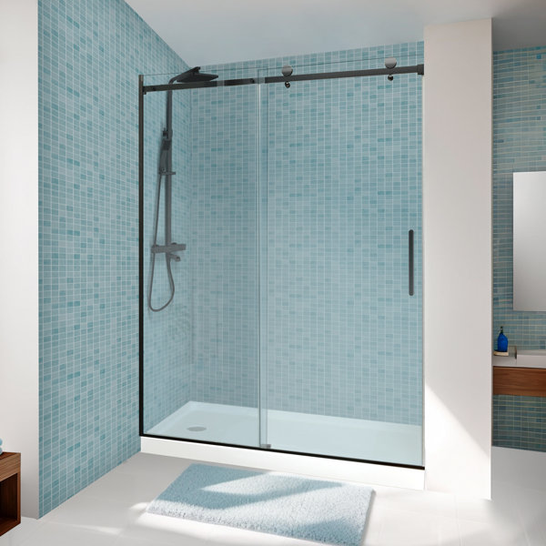 CKB 55" - 59" W x 75" H Single Sliding Frameless Shower Door ...
