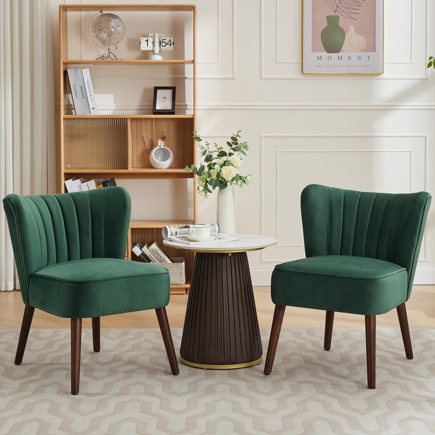 Mercer41 Velvet Accent Chair Set of 2, Modern Upholstered Single Sofa ...