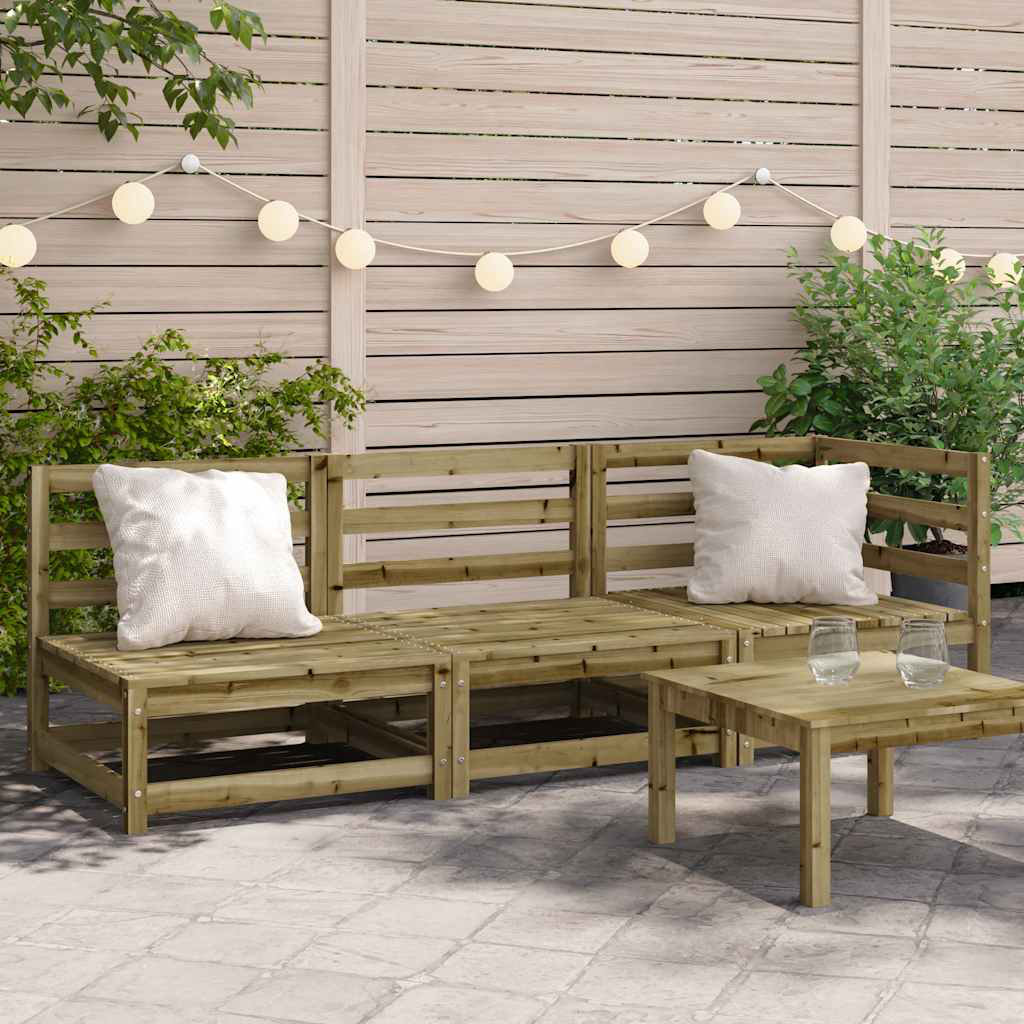 vidaXL Garden Sofa Natural Pine Impregnated Pine Wood Large Modular ...