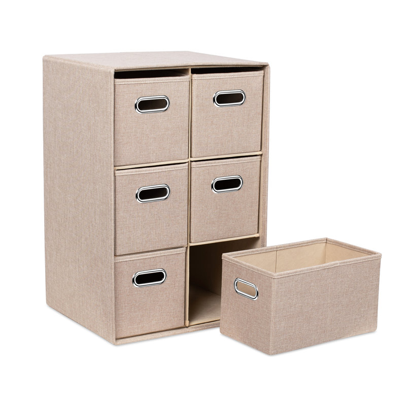 Inbox Zero Blush Linen Cube Organizer Shelf With 6 Storage Bins ...