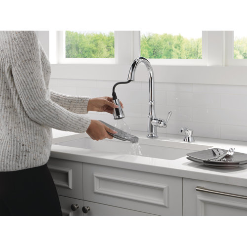 Delta Capertee Pull Down Sprayer Kitchen Sink Faucet with Matching Soap ...