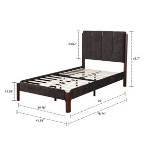 Latitude Run® Twin Solid Wood Upholstered Low Profile Platform Bed ...