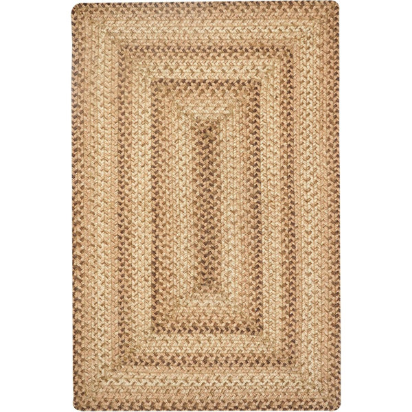 August Grove® Damaj Braided Non-Shedding Premium Jute Brown/Cream Rug ...