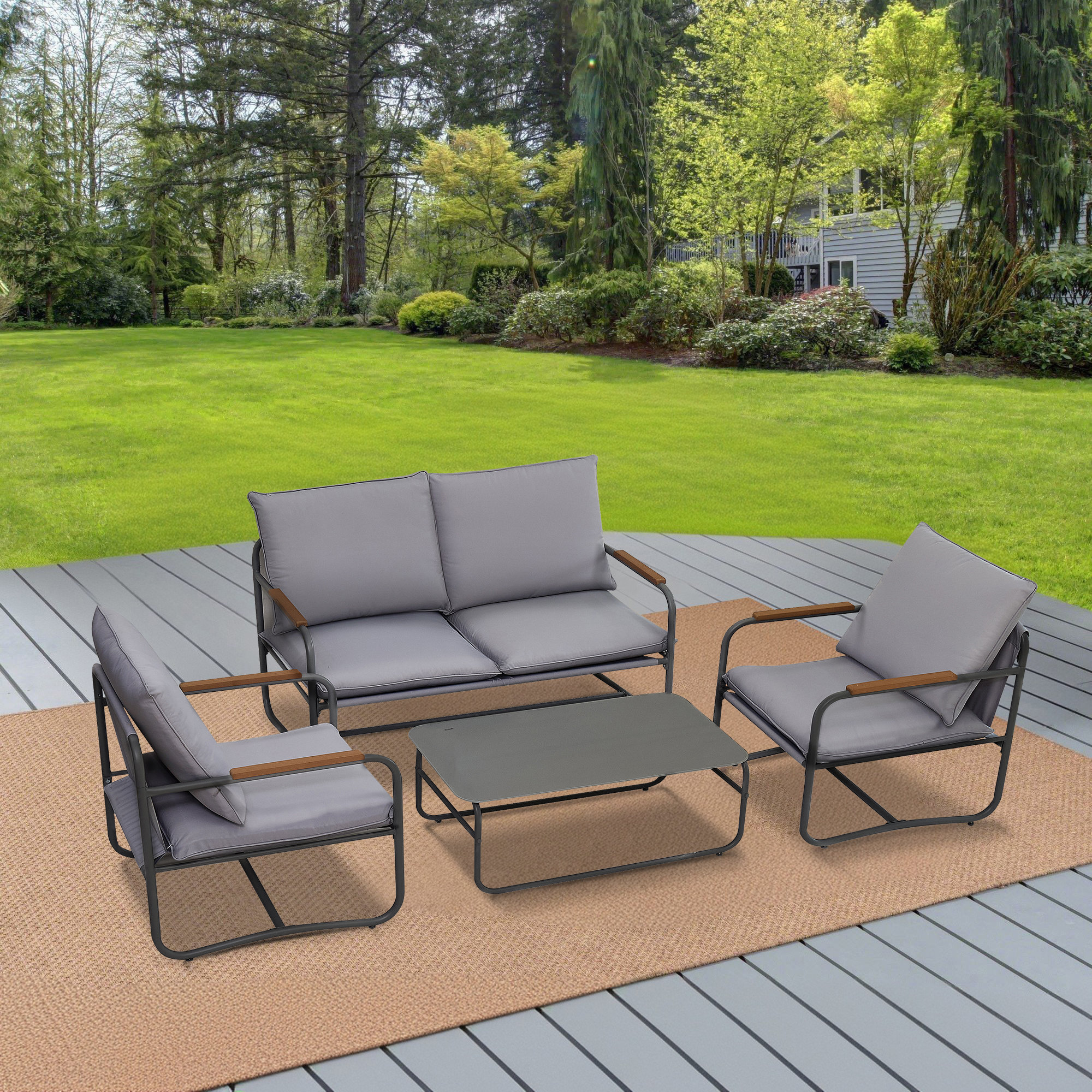 Ivy Bronx Dayvonna 4 - Person Outdoor Seating Group with Cushions | Wayfair