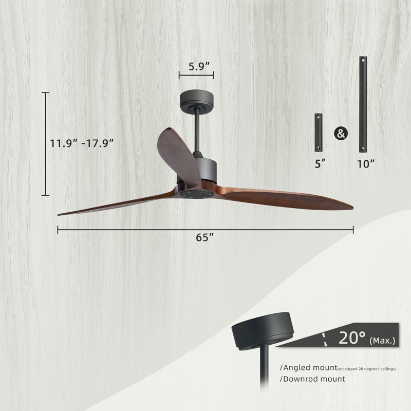 Orren Ellis 65" Demica 3 - Blade Propeller Ceiling Fan with Remote ...