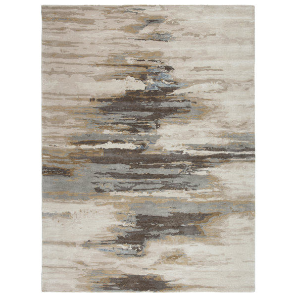 Ivy Bronx Fairlop Abstract Handmade Tufted Gray/Tan Area Rug & Reviews ...