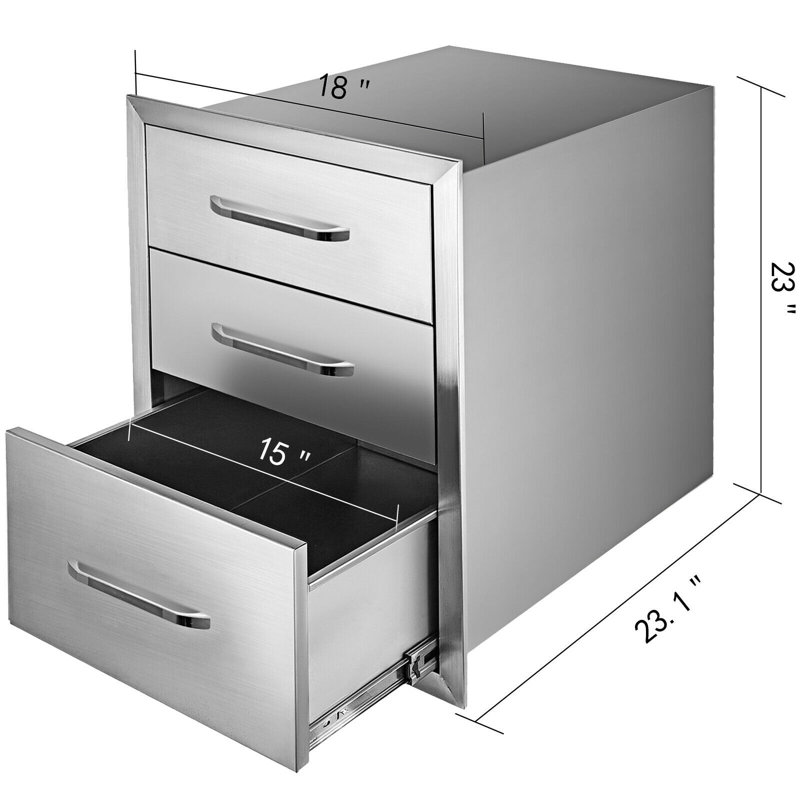 VEVOR 18'' Stainless Steel Drop In Drawers & Reviews | Wayfair