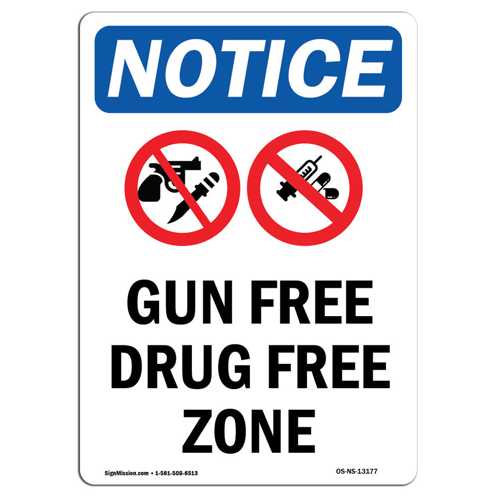 SignMission Gun Free Drug Free Zone Sign with Symbol | Wayfair