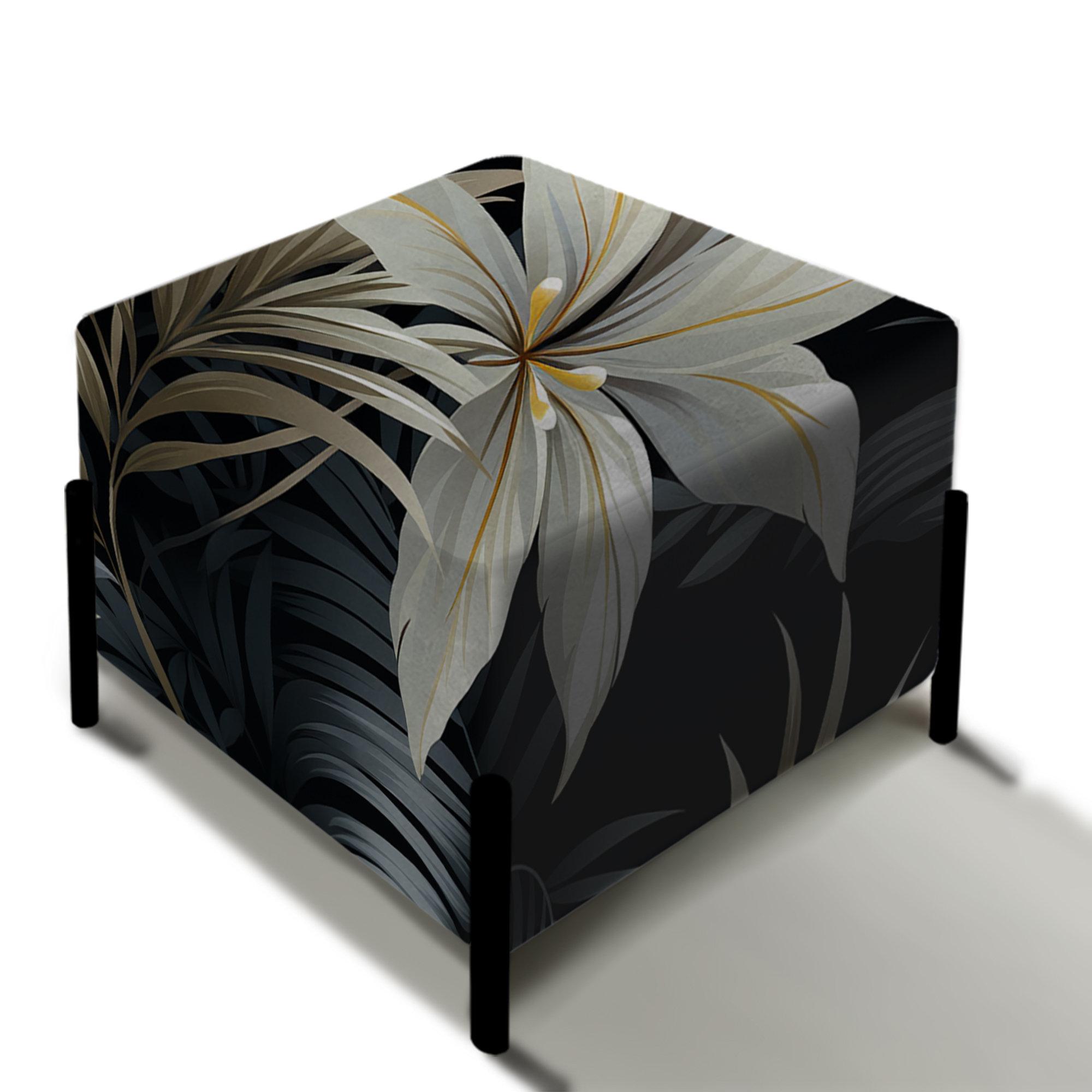 Design Art Monochrome Mirage Tropical Pattern - Tropical Square Ottoman ...