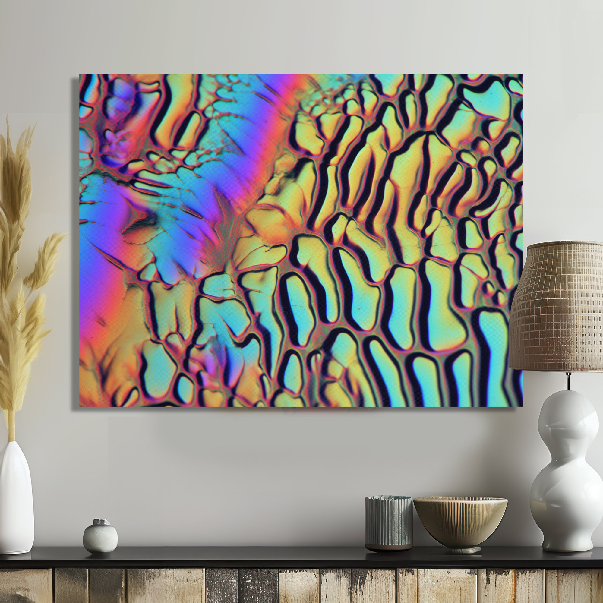 Wrought Studio™ Neon Texture Mars - Abstract Landscape Wall Art | Wayfair