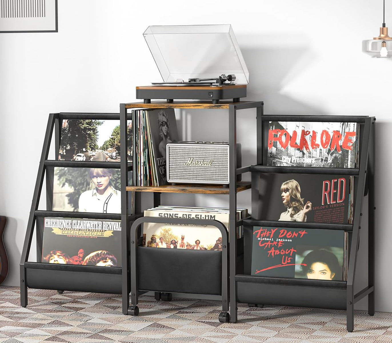 17 Stories Two-side storage Record Player Stand Turntable Stand with ...