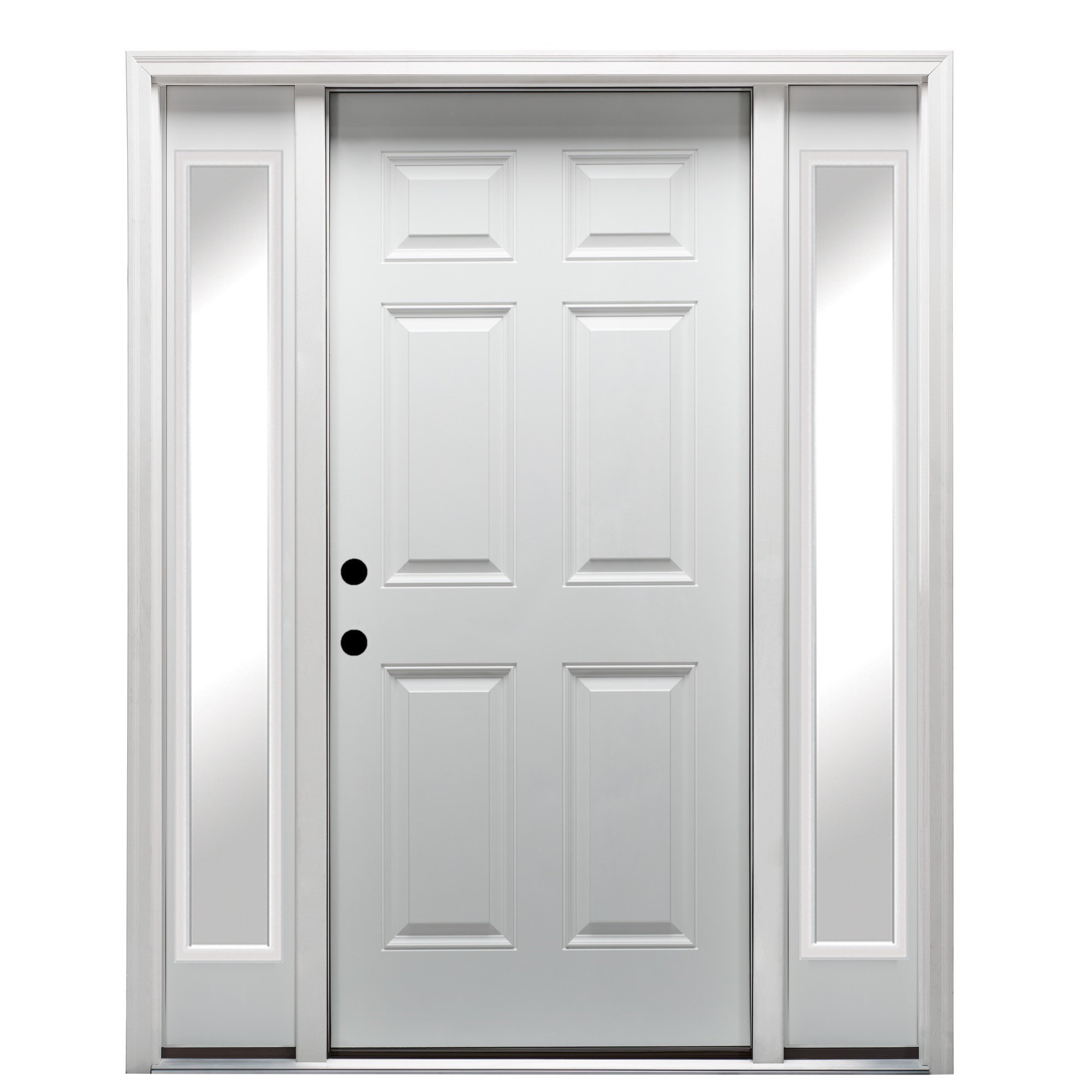Verona Home Design Primed Fibreglass 6-Panel Exterior Door with Two ...
