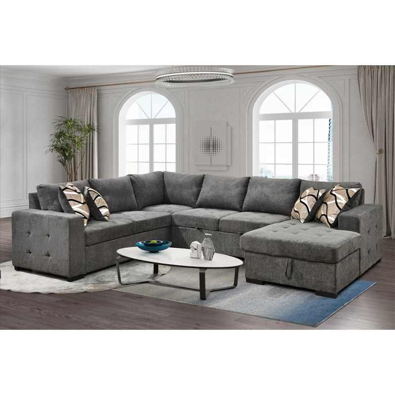 Hokku Designs 123" Oversized Sectional Sofa With Storage Chaise,sofa ...
