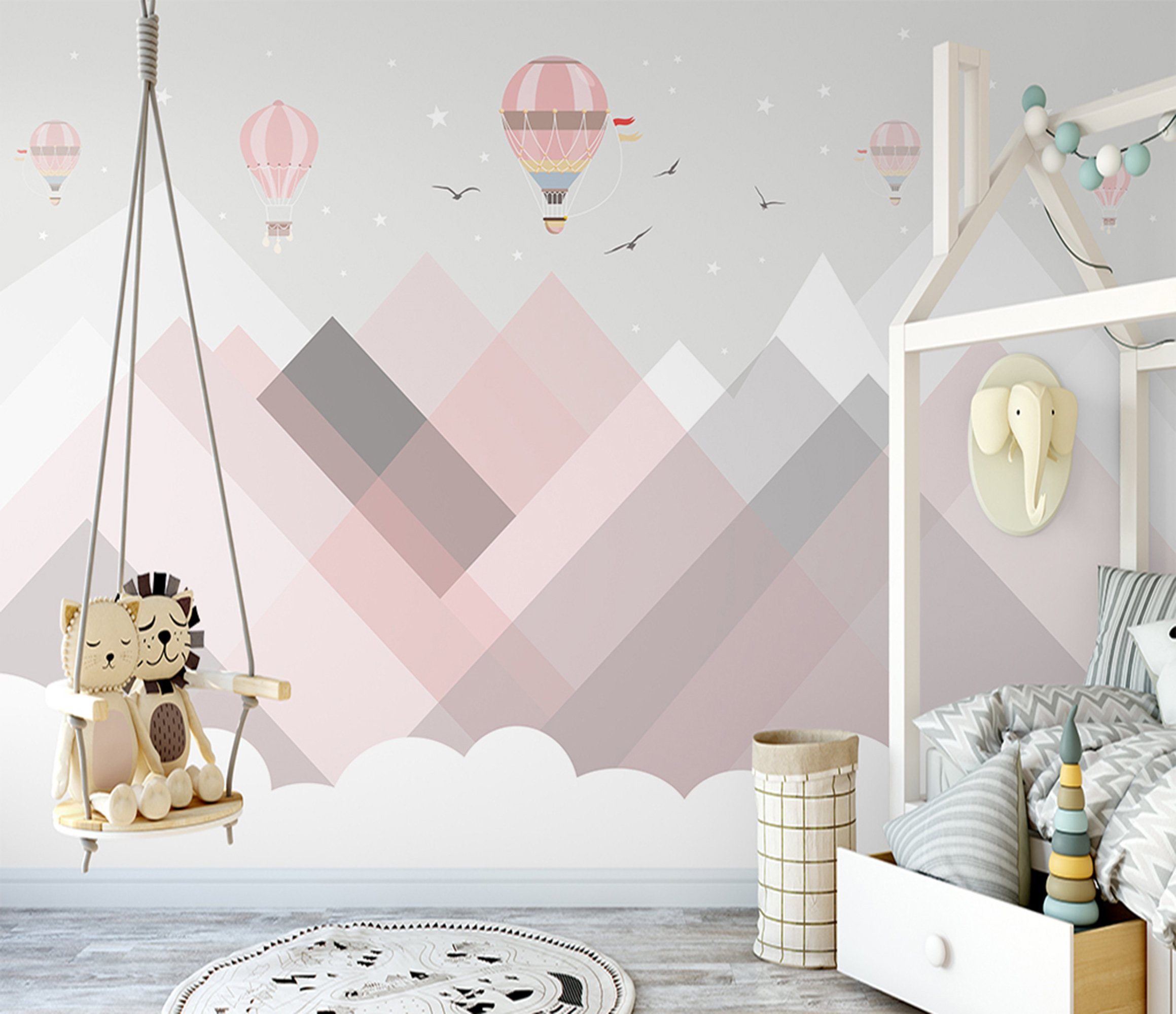 GK Wall Design Colorful Triangle Mountains Geometric Shapes Hot Air ...