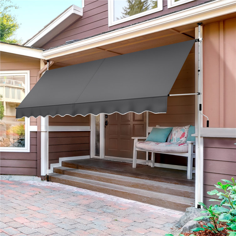 Yaheetech 118" L Manual Retractable Awning For Patio Balcony Courtyard ...