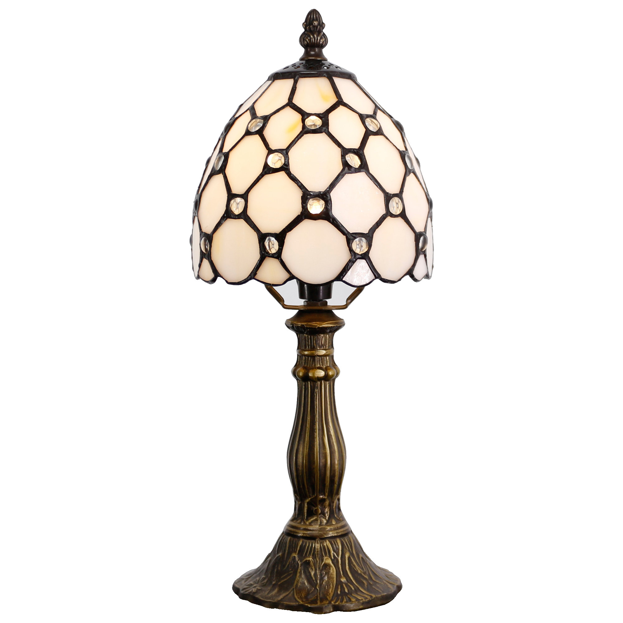 Astoria Grand Small Tiffany Lamp Mini Accent Table Lamp White Crystal ...
